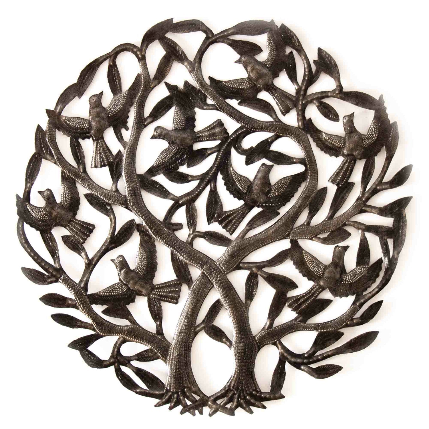 Double Tree Of Life Haitian Steel Drum Indoor/Outdoor Wall Art – Pier ...
